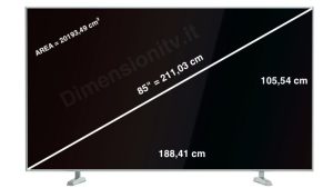 Dimensioni TV 85 pollici: Grandezza in cm Con Formato 16:9, 4:3, 21:9 ...